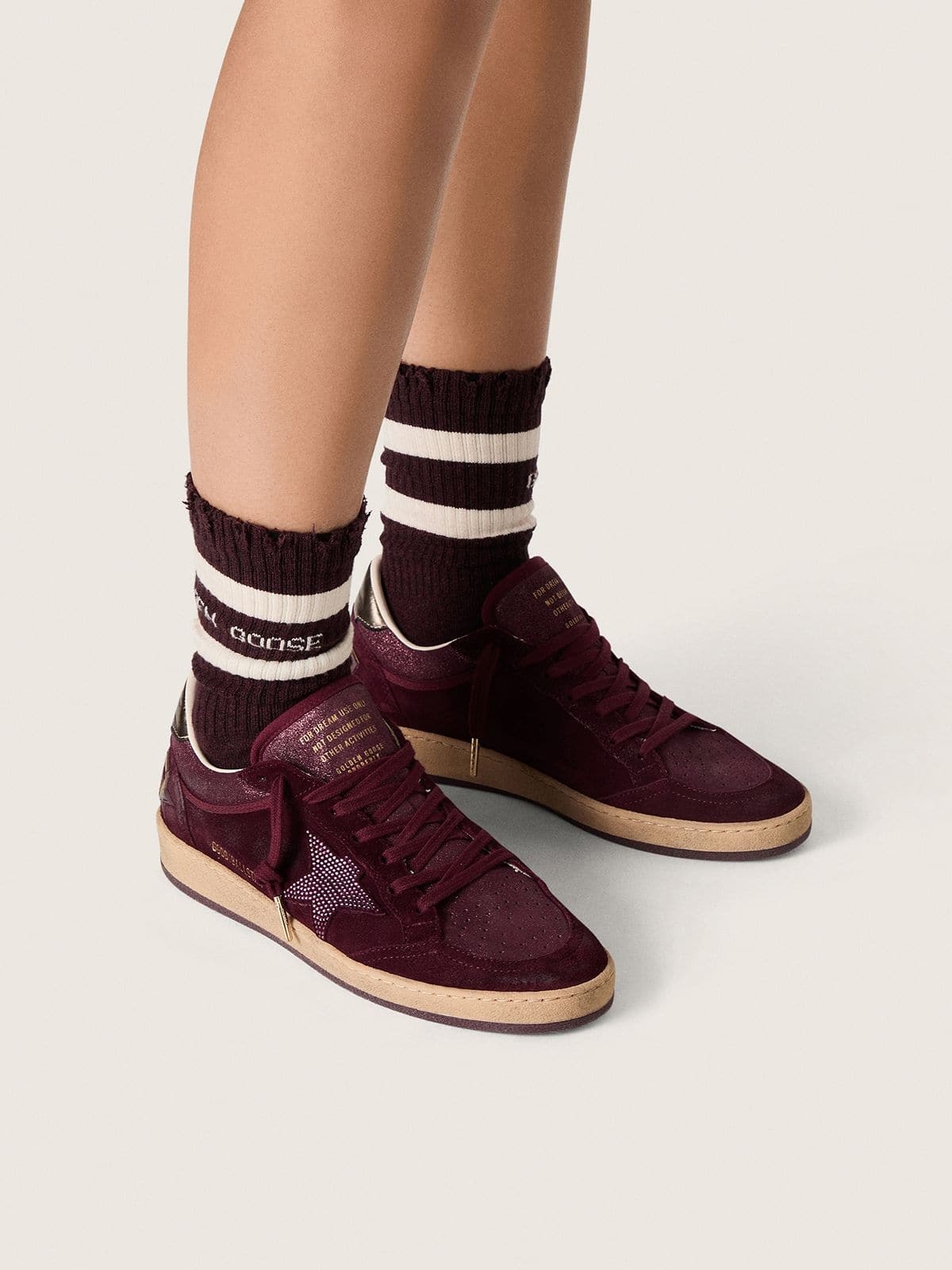 GOLDEN GOOSE Golden Goose Deluxe Brand Ball Star Sneakers in Burgundy Suede